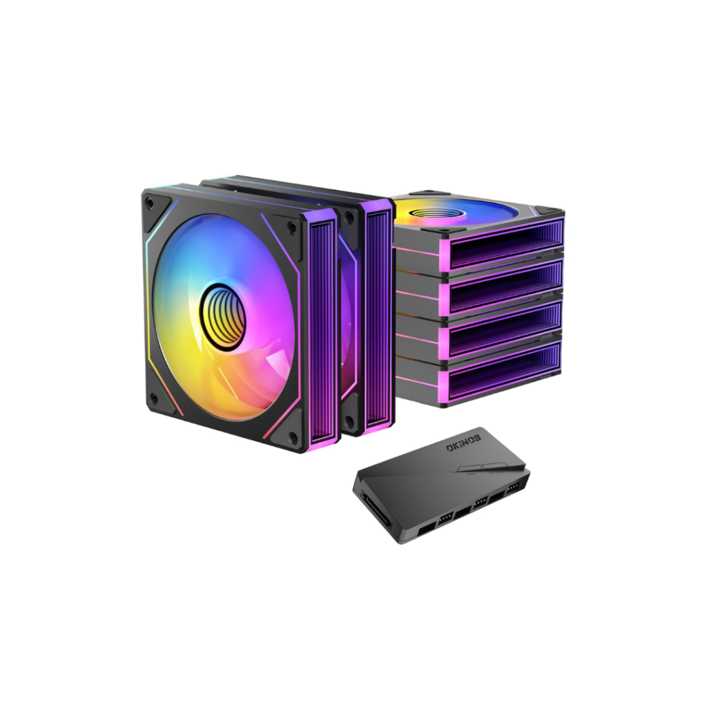6 Pack RGB Fans, Infinity Mirror, Cable Connector 3 Pin 5V Addressable ...