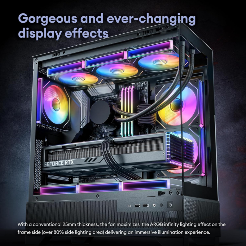 6 Pack RGB Fans, Infinity Mirror, Cable Connector 3 Pin 5V Addressable ...