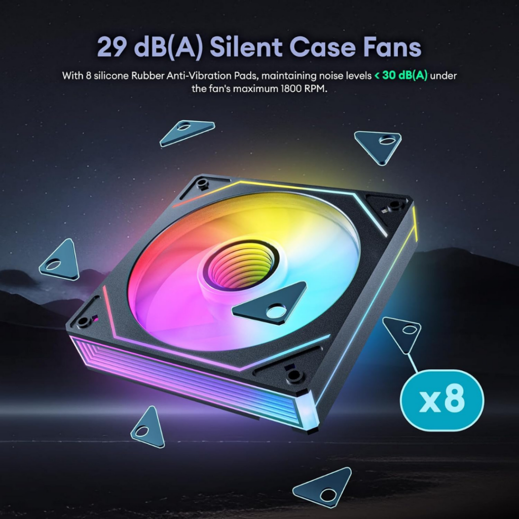 6 Pack RGB Fans, Infinity Mirror, Cable Connector 3 Pin 5V Addressable ...