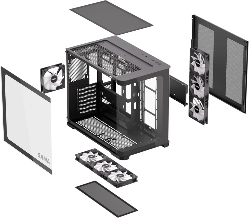 SAMA V60 Mid Tower PC Case, Curved Tempered Glass Panel -Black – G3XT ...